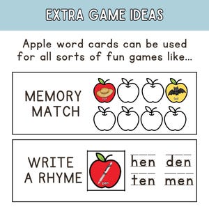 Short Vowel Rhyming Games | Picture Rhymes | Apple Theme | Story Stone ...