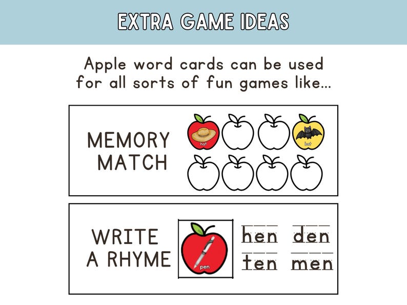 Short Vowel Rhyming Games | Picture Rhymes | Apple Theme | Story Stone ...