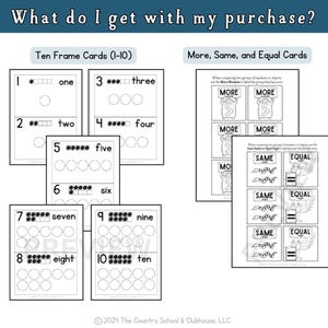 Counting, Comparing Ten Frame Numbers 1-20 BUNDLE | Nature-based Math ...