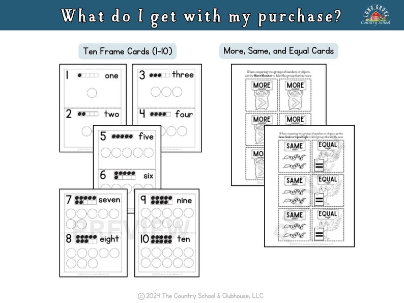 Counting, Comparing Ten Frame Numbers 1-20 BUNDLE | Nature-based Math ...