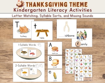 Thanksgiving Kindergarten Literacy Activities | Themed Alphabet Chart ...
