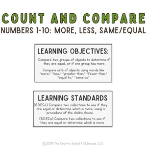 Pre-k Count and Compare Numbers 1-10 | Number Value Counting Games ...