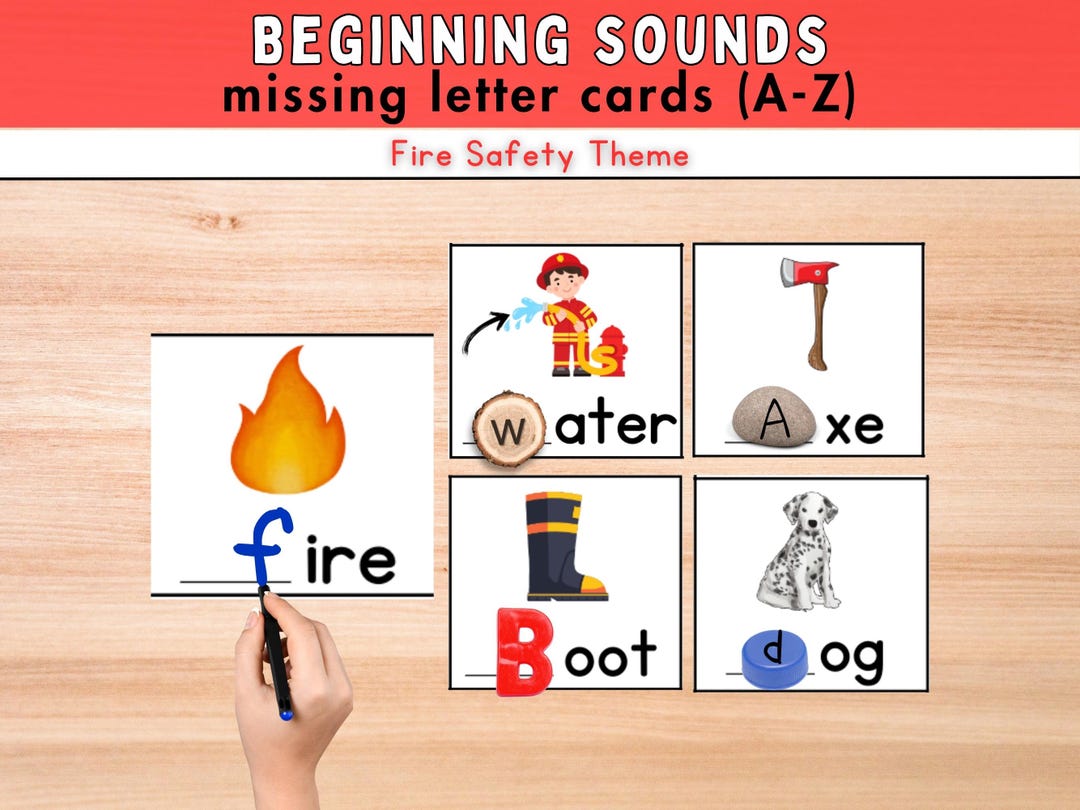 Missing Letter Cards | Beginning Sounds | Fire Safety Week Vocabulary ...