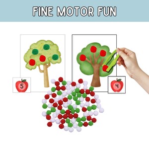 Math Number Cards | Fine Motor Practice | Apple Theme | Counting 1-10 ...