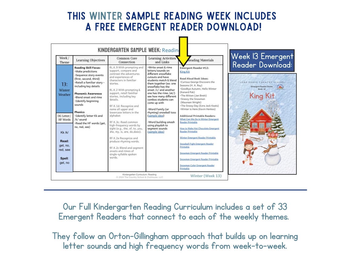 Kindergarten Curriculum Winter Sample Week | Nature-based Outdoor ...