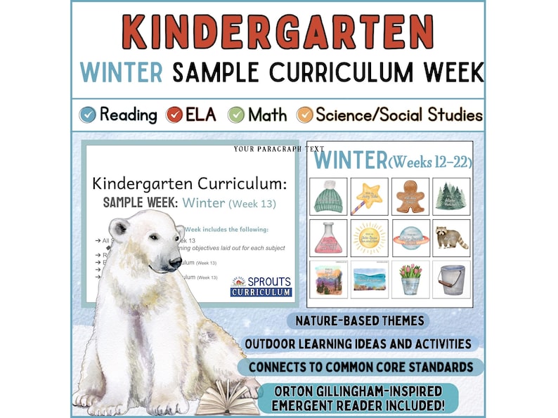 Kindergarten Curriculum Winter Sample Week | Nature-based Outdoor ...