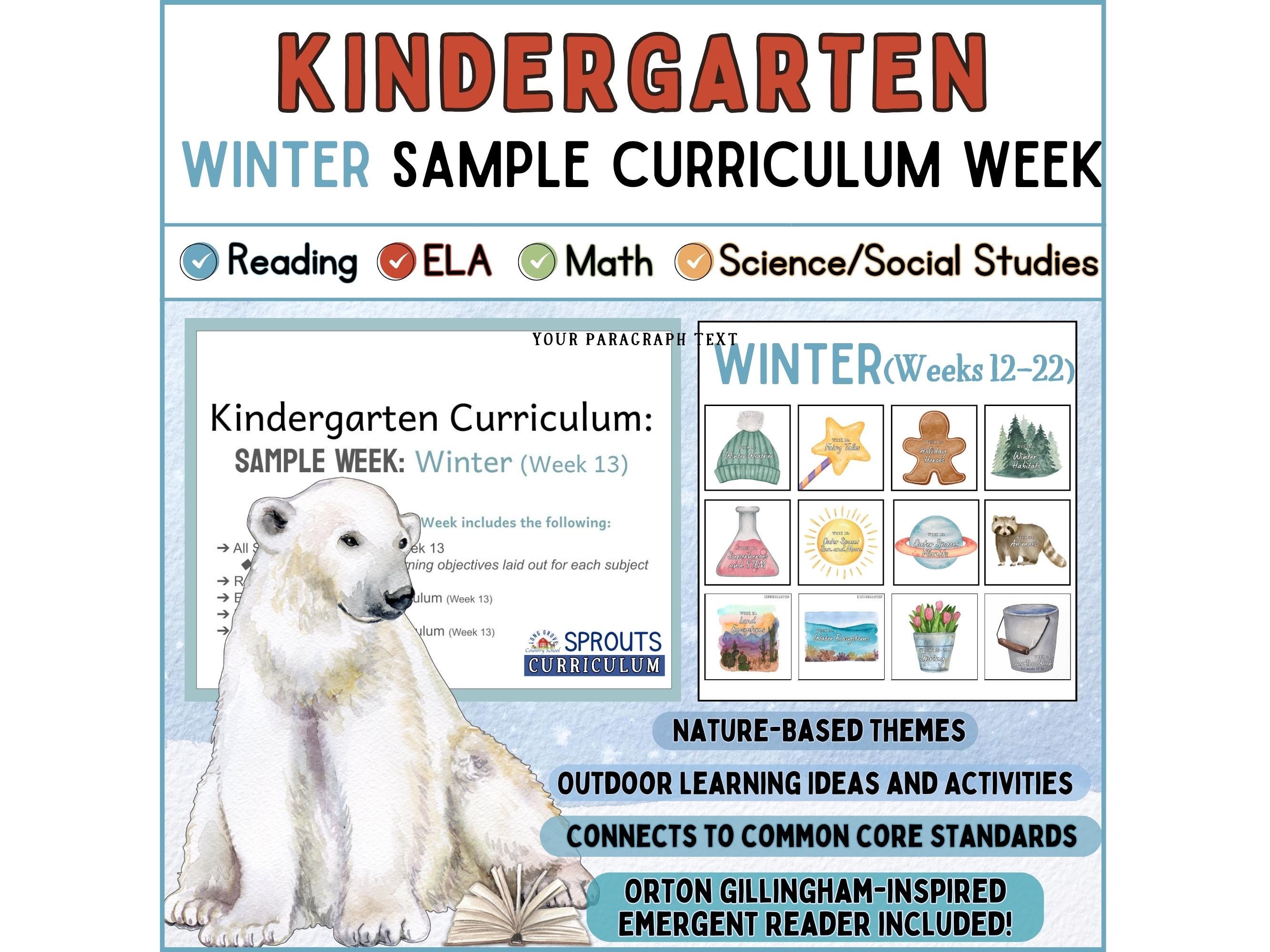 Kindergarten Curriculum Winter Sample Week | Nature-based Outdoor ...