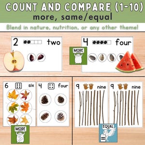 Preschool Count and Compare Numbers 1-10 | Number Value Counting Cards ...