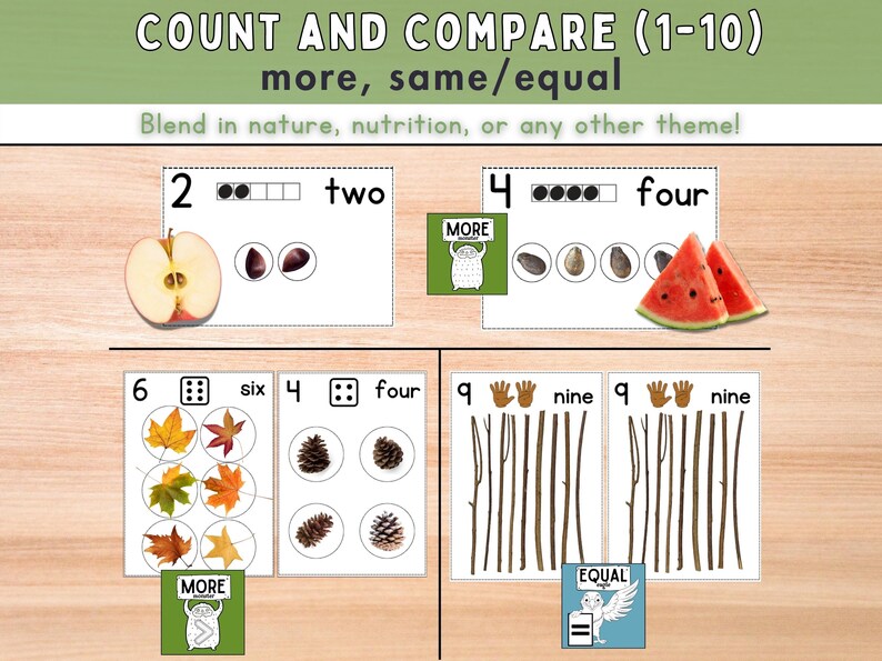 Preschool Count and Compare Numbers 1-10 | Number Value Counting Cards ...