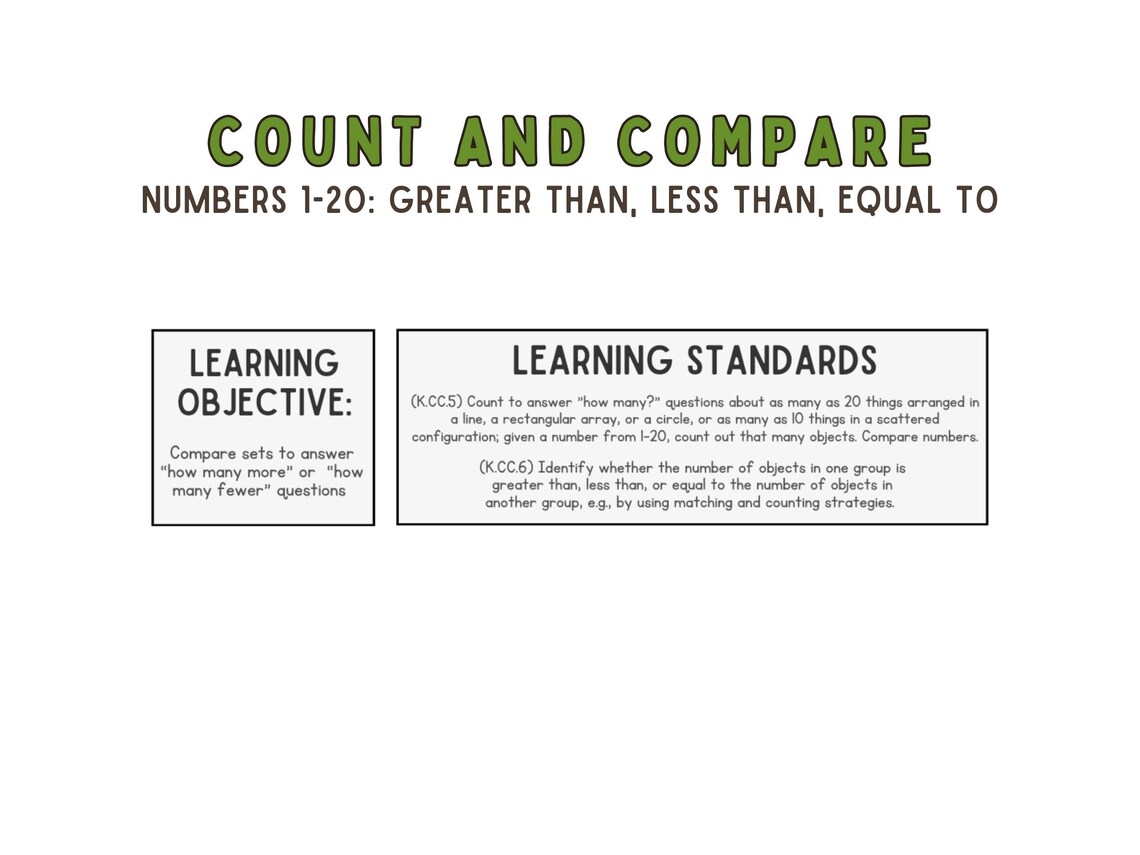 Count and Compare Numbers 1-20 | Number Value Counting Games | Greater ...