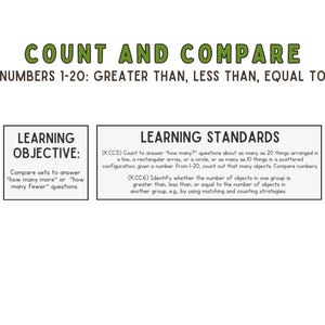 Count and Compare Numbers 1-20 | Number Value Counting Games | Greater ...