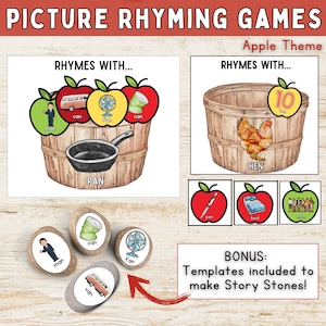 Short Vowel Rhyming Games | Picture Rhymes | Apple Theme | Story Stone ...