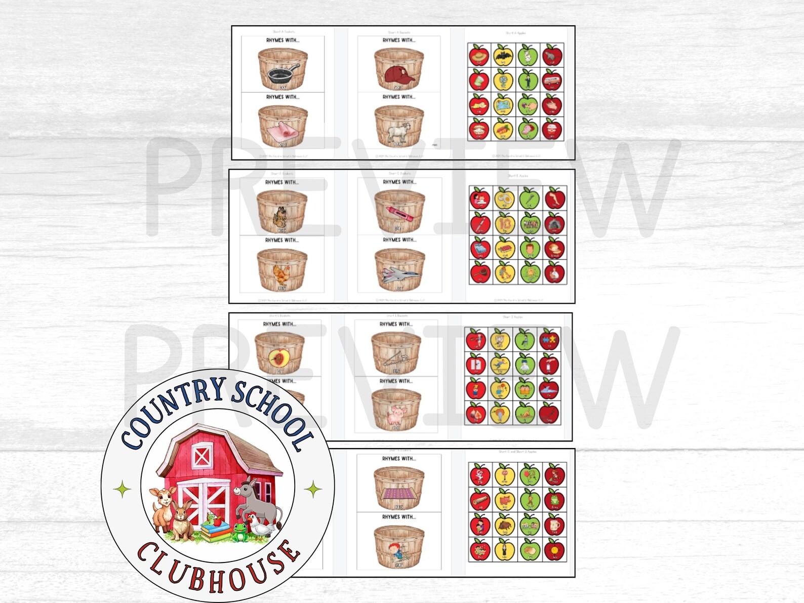 Short Vowel Rhyming Games | Picture Rhymes | Apple Theme | Story Stone ...