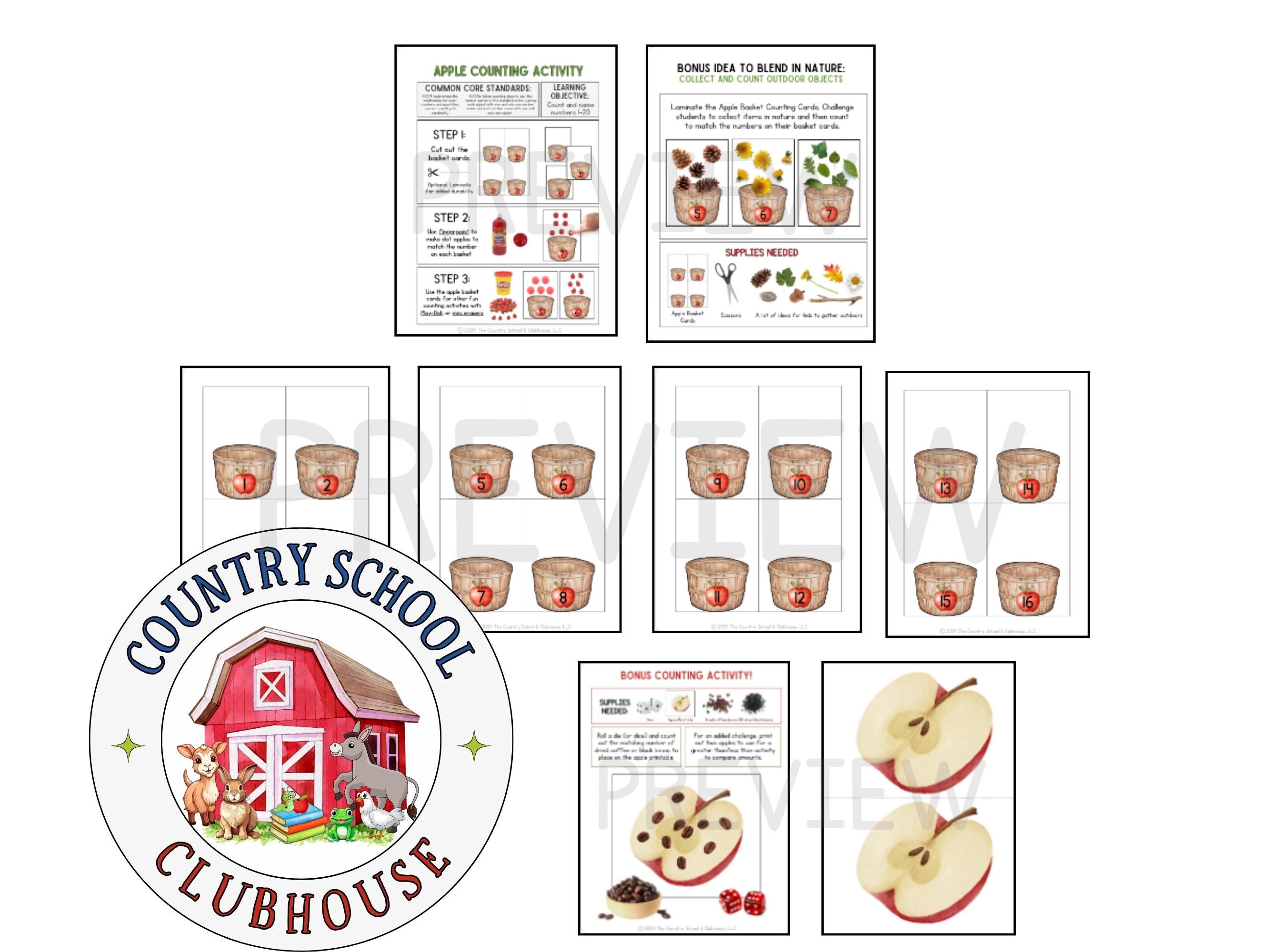 Apple Theme Math BUNDLE | Number Counting 1-20 | Hands-on Math Games ...