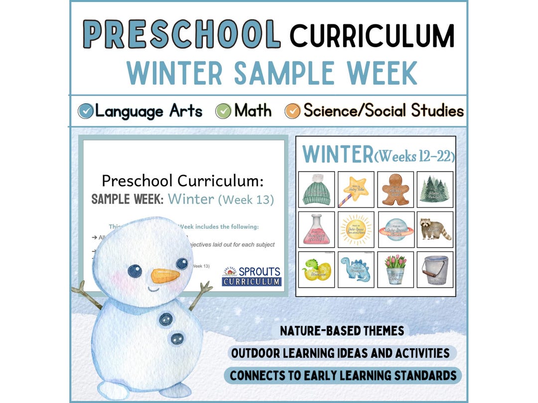 Preschool Curriculum Winter Sample Week | Nature-based Outdoor Learning ...