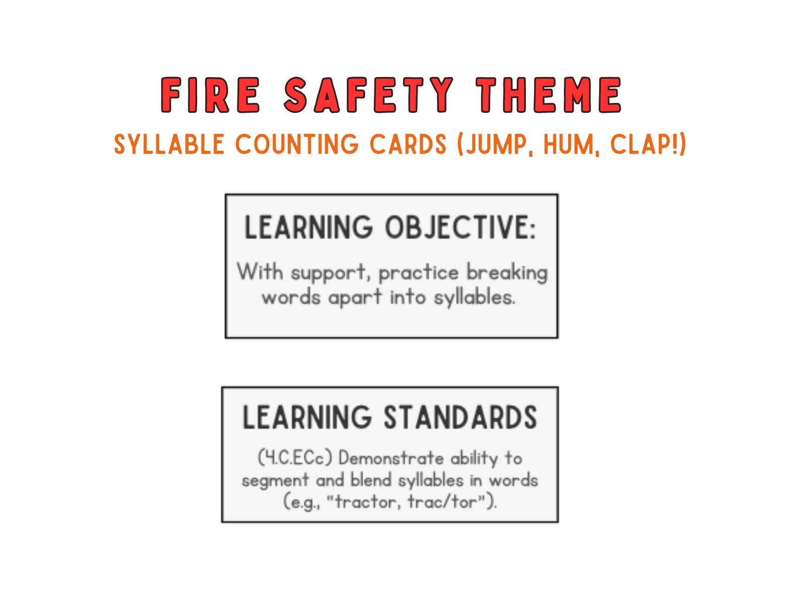 Syllable Counting Cards | Fire Safety Week | Firefighter Theme ...