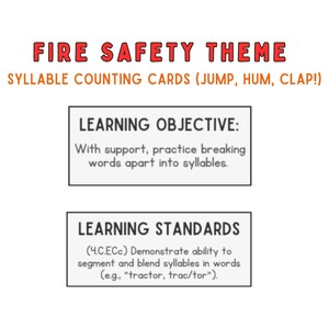Syllable Counting Cards | Fire Safety Week | Firefighter Theme ...