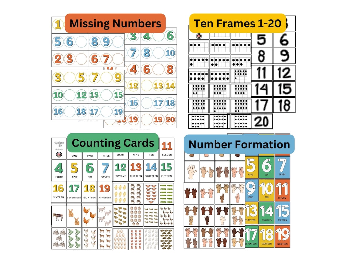 Numbers 1-20 Math Games and Flashcards BUNDLE | Preschool Pre-k ...