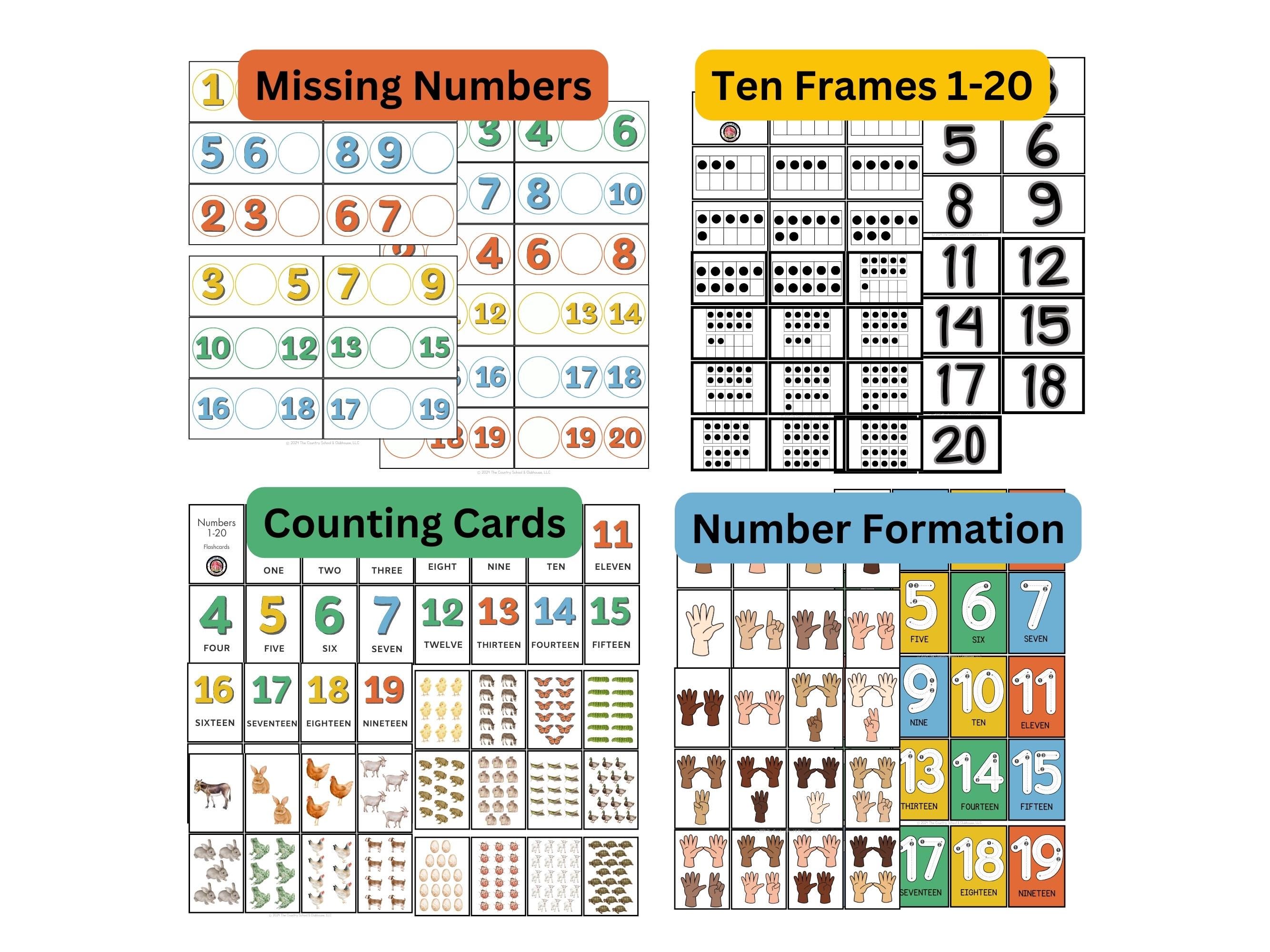 Numbers 1-20 Math Games and Flashcards BUNDLE | Preschool Pre-k ...