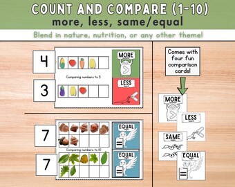 Pre-k Count and Compare Numbers 1-10 | Number Value Counting Games ...