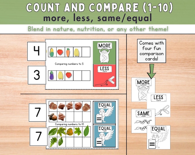 Pre-k Count and Compare Numbers 1-10 | Number Value Counting Games ...