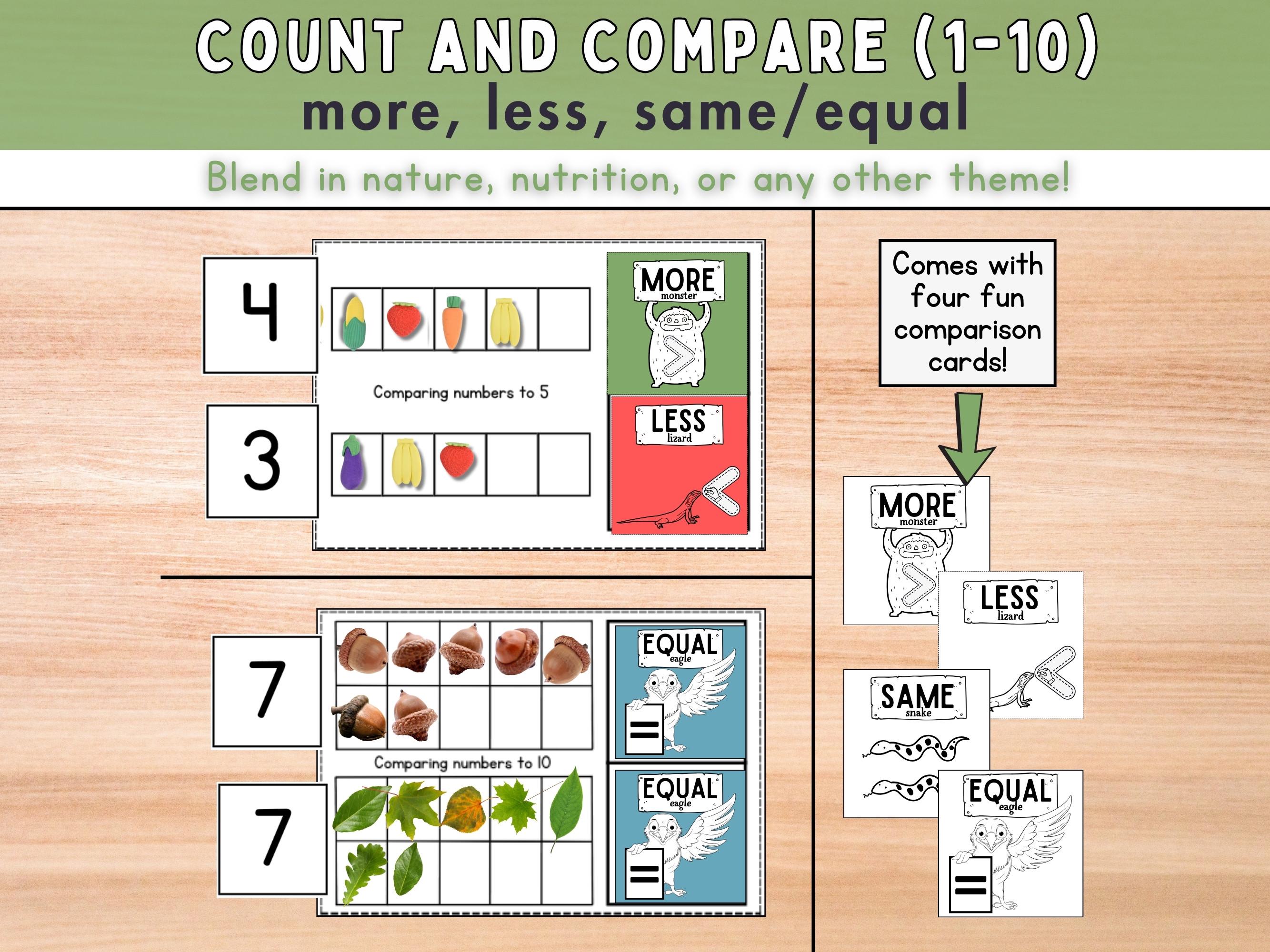 Pre-k Count and Compare Numbers 1-10 | Number Value Counting Games ...