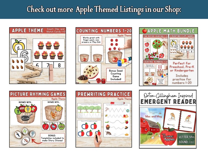 Math Number Cards | Fine Motor Practice | Apple Theme | Counting 1-10 ...