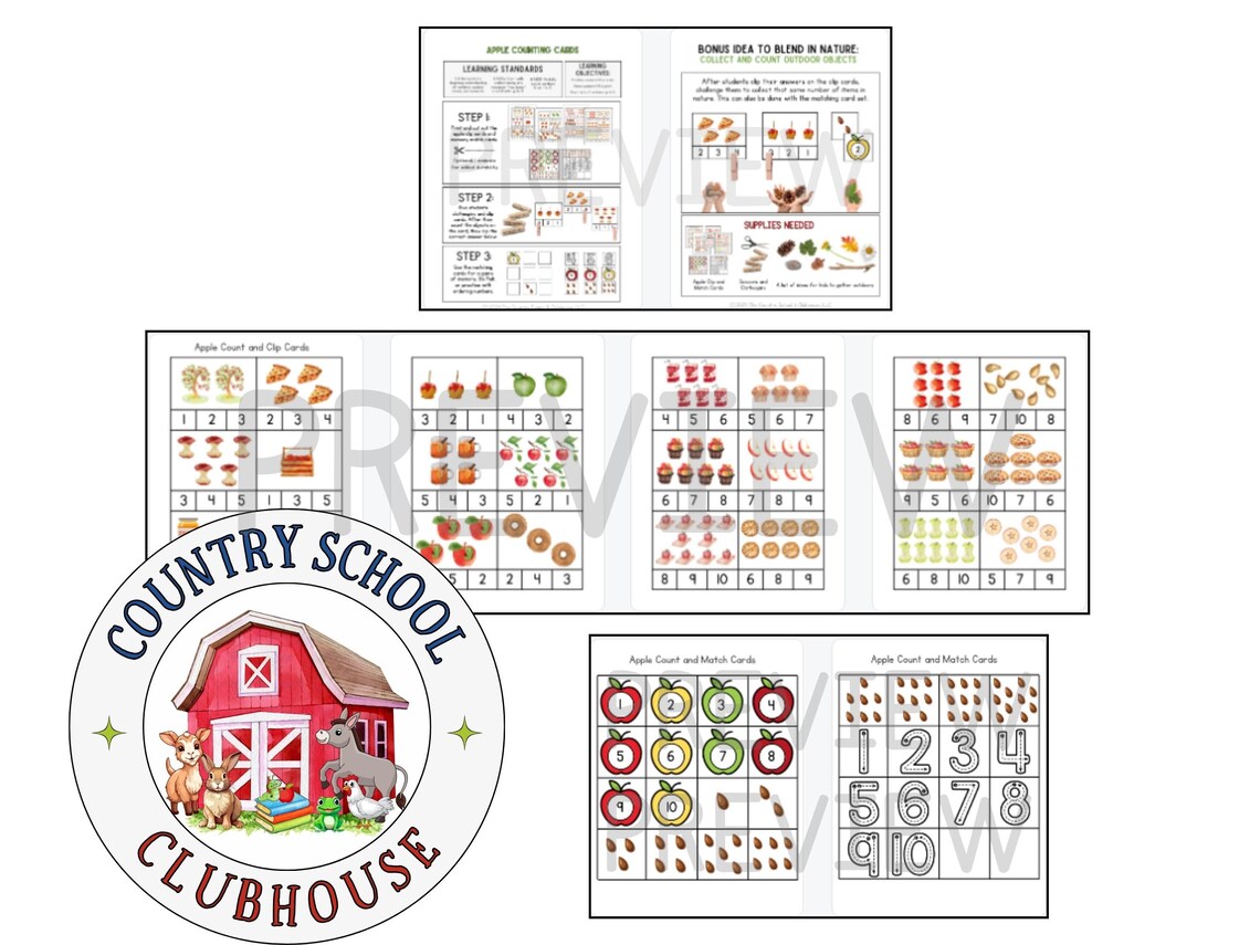 Apple Theme Math BUNDLE | Number Counting 1-20 | Hands-on Math Games ...