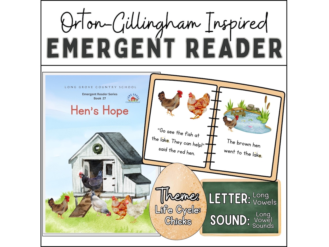 Chicken Life Cycle Emergent Reader Book | Long Vowel Sounds | Orton ...