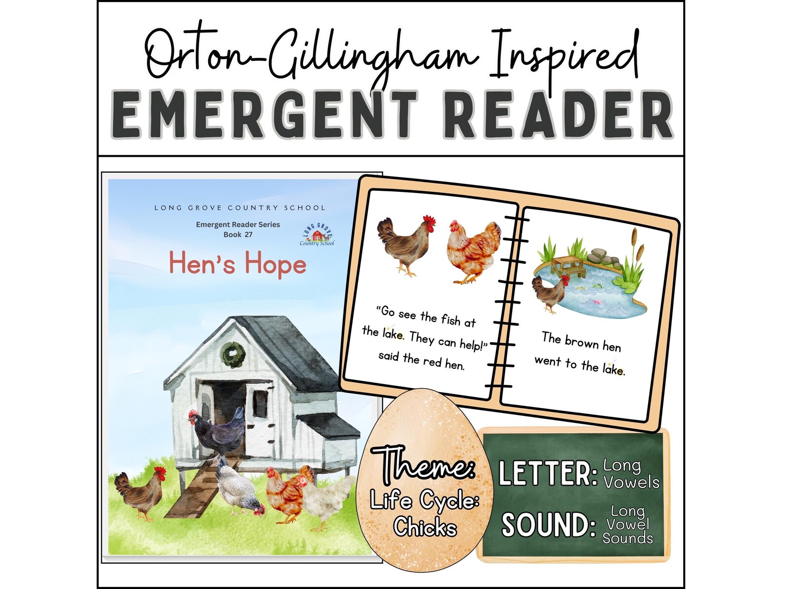 Chicken Life Cycle Emergent Reader Book | Long Vowel Sounds | Orton ...