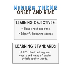 Winter Weather Onset and Rime Matching Cards | Orton Gillingham Phonics ...
