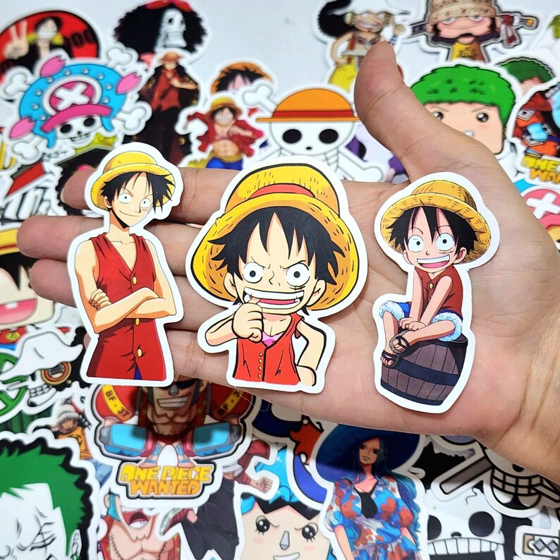 50 Pcs One Piece Luffy Stickers, Japan Anime Stickers, Waterproof Vinyl ...