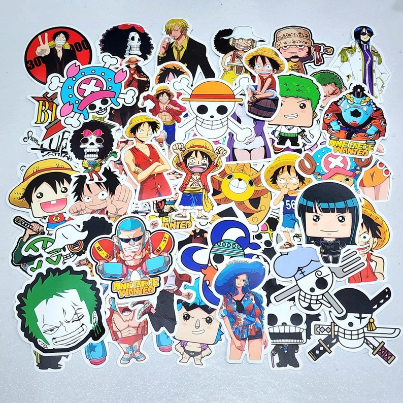 50 Pcs One Piece Luffy Stickers, Japan Anime Stickers, Waterproof Vinyl ...