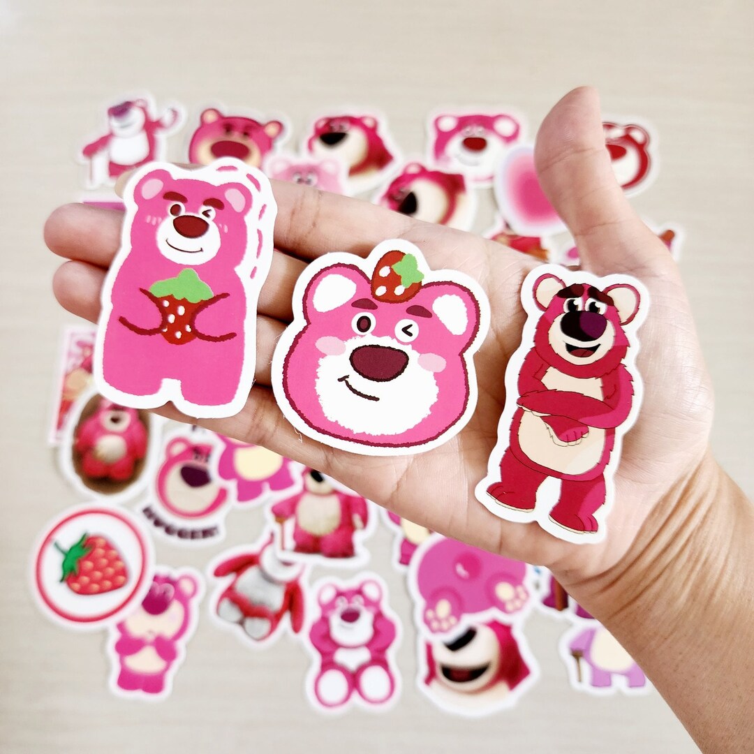50 Pcs Lotso Stickers, Strawberry Bear Stickers, Pink Bear Stickers ...