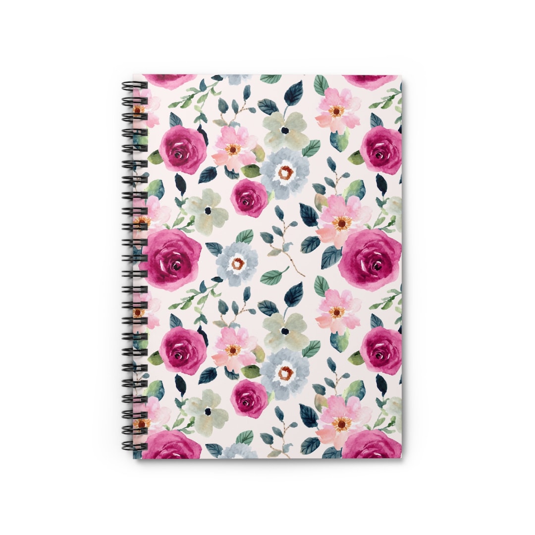 Pink Purple Wildflower Spiral Notebook Ruled Line - Etsy