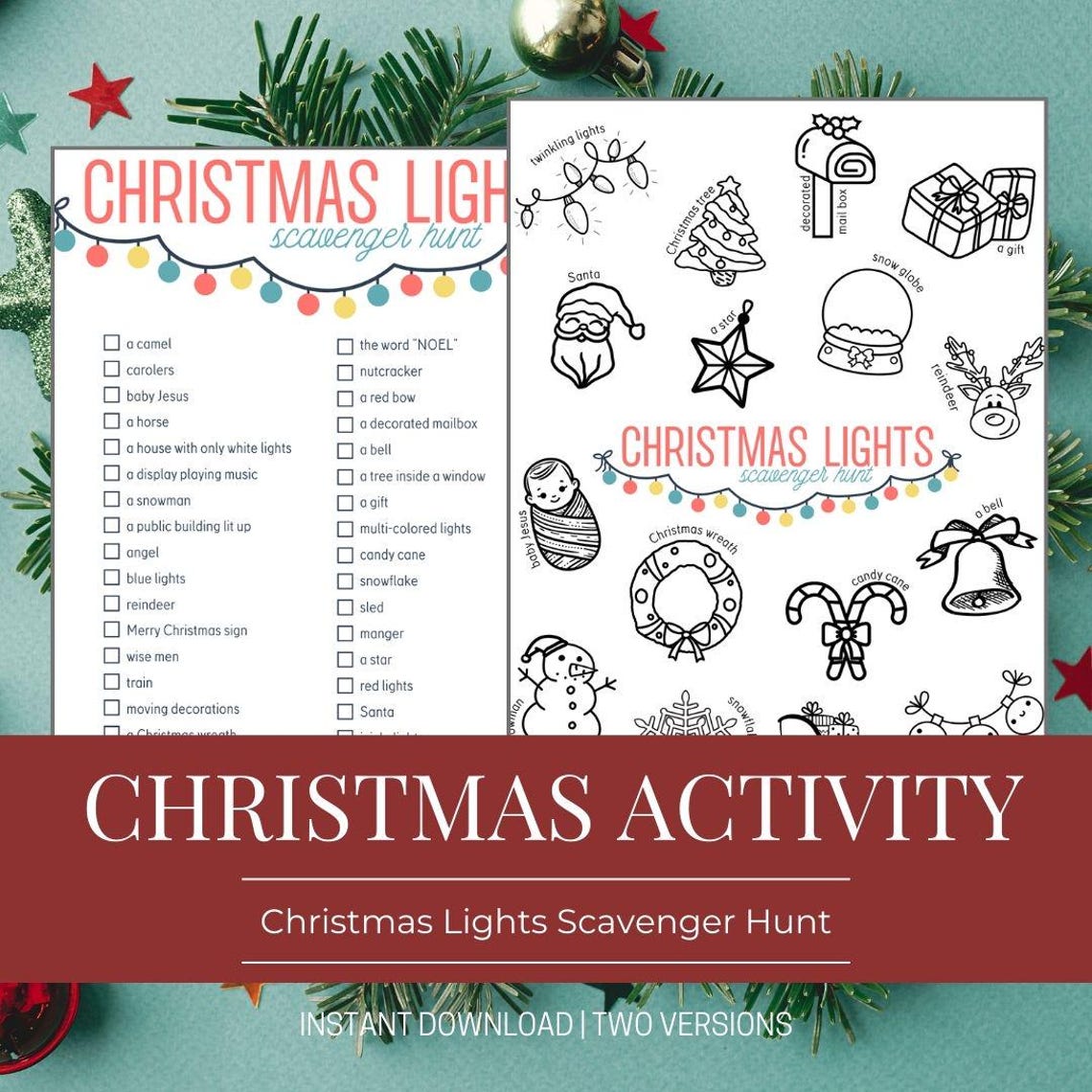 Christmas Light Scavenger Hunt Printable, Family Activity, Christmas ...
