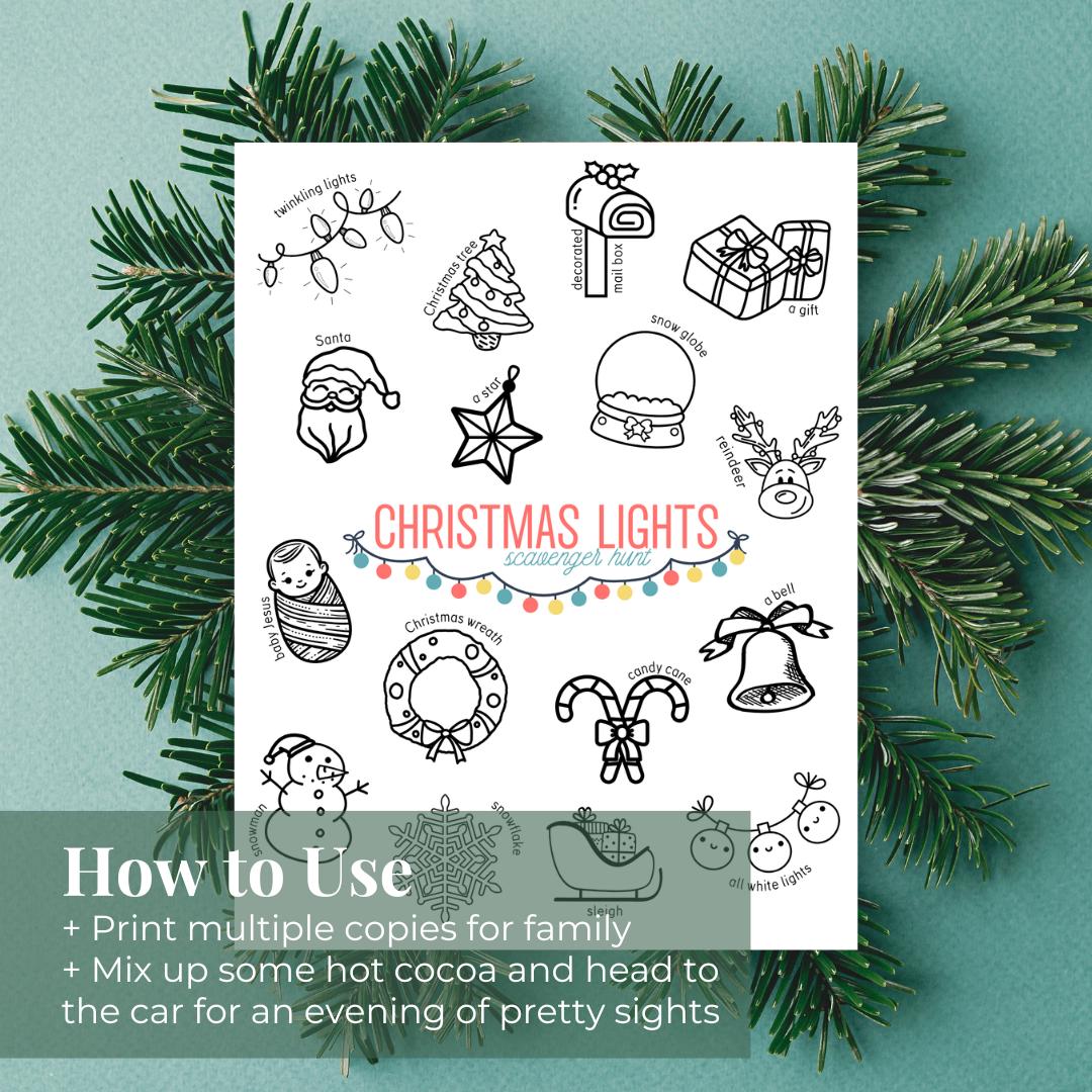 Christmas Light Scavenger Hunt Printable, Family Activity, Christmas ...