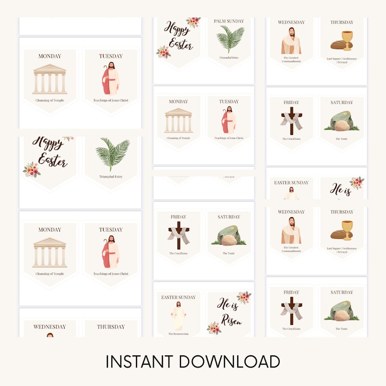 Holy Week Easter Advent Calendar Banner | Digital Product | Printable ...