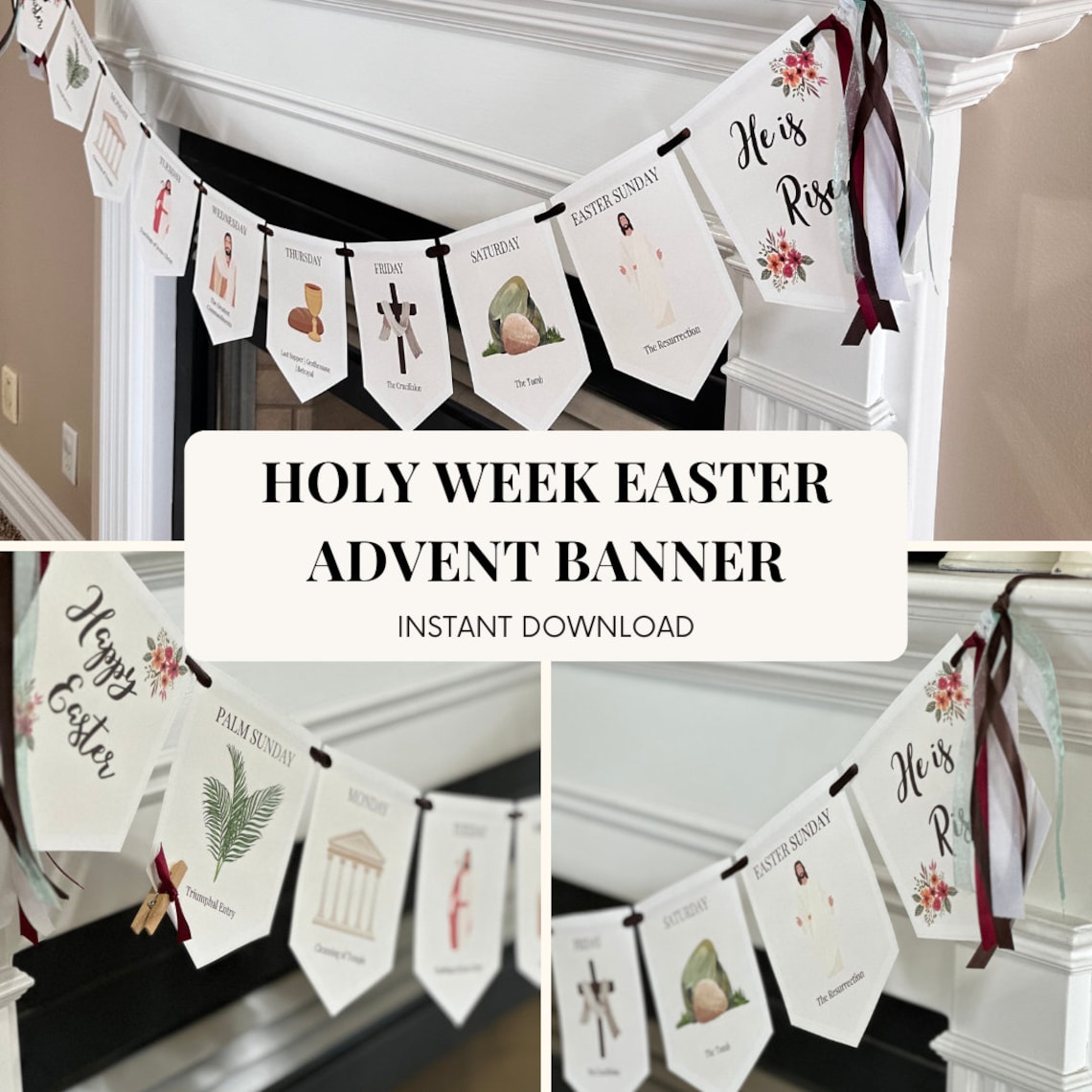 Holy Week Easter Advent Calendar Banner | Digital Product | Printable ...
