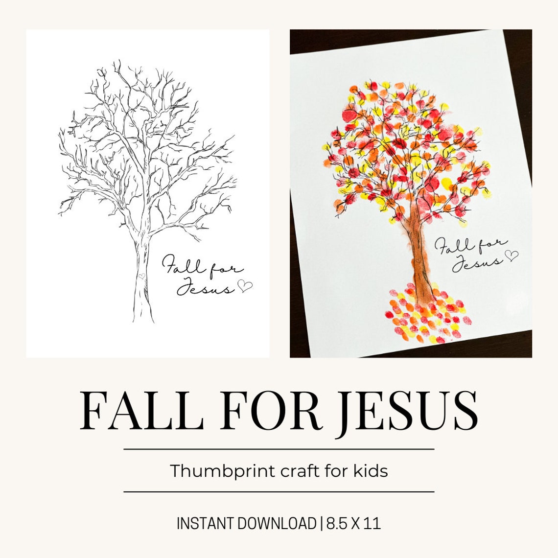 Fall for Jesus Printable Craft for Kids, Thumbprint Keepsake Christian ...