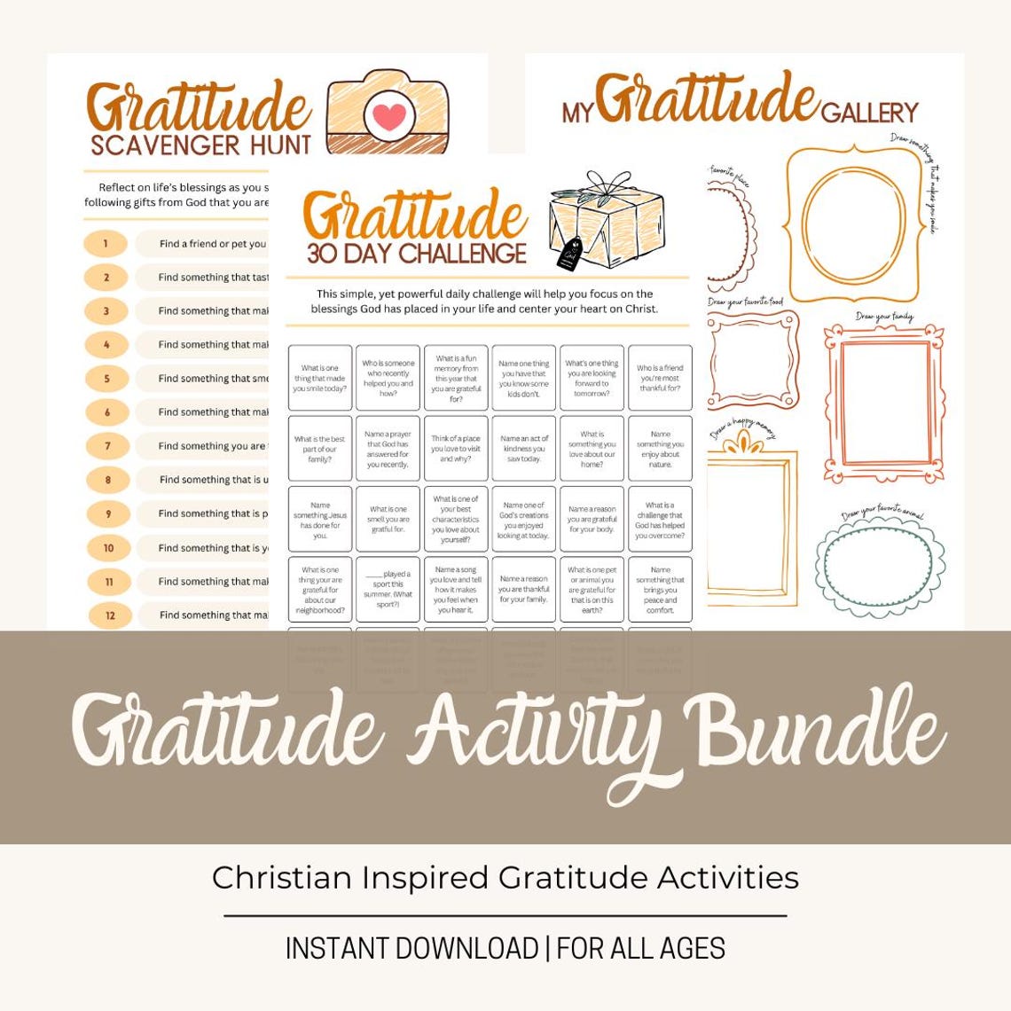 Gratitude Scavenger Hunt, November Activity Bundle, Gratitude ...