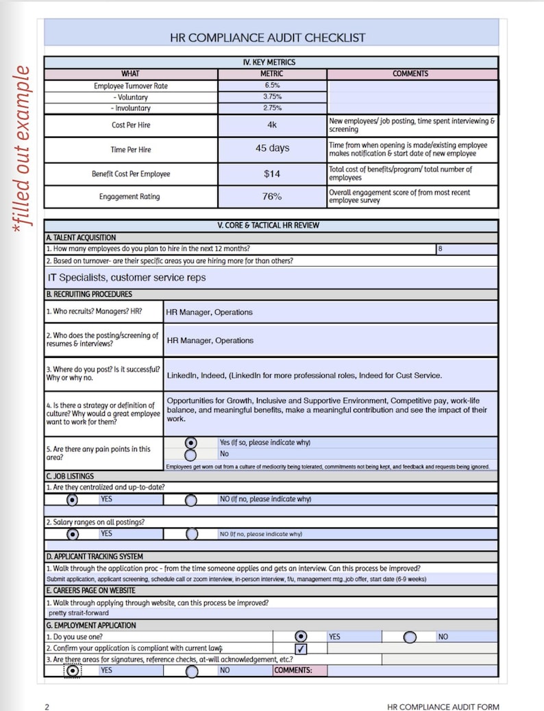 Comprehensive HR Audit Checklist: Essential Template for Internal HR ...