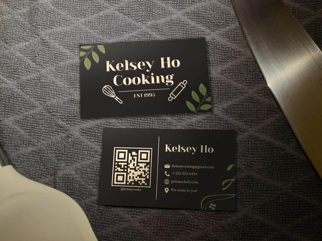 Cooking Business Card Template QR Code, Simple Elegant Design, DIY ...