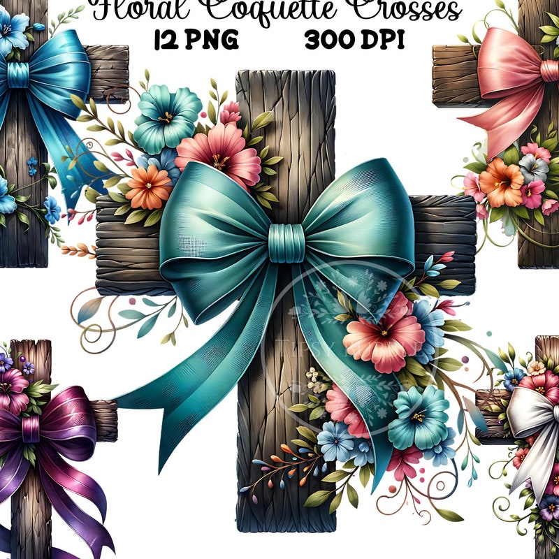 Cross With Flowers and Bow - Etsy