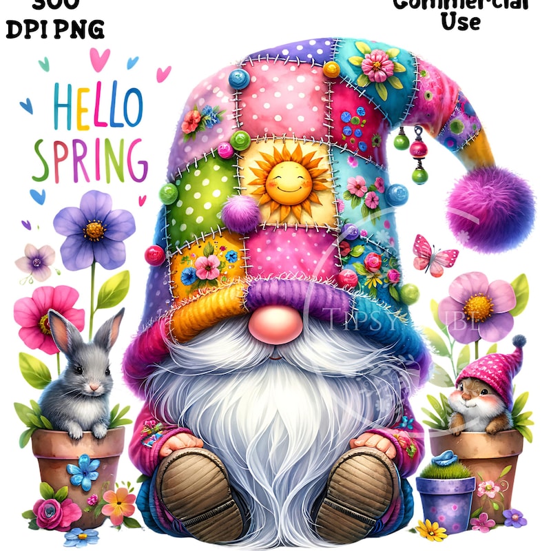 Spring Gnome Clipart - Etsy