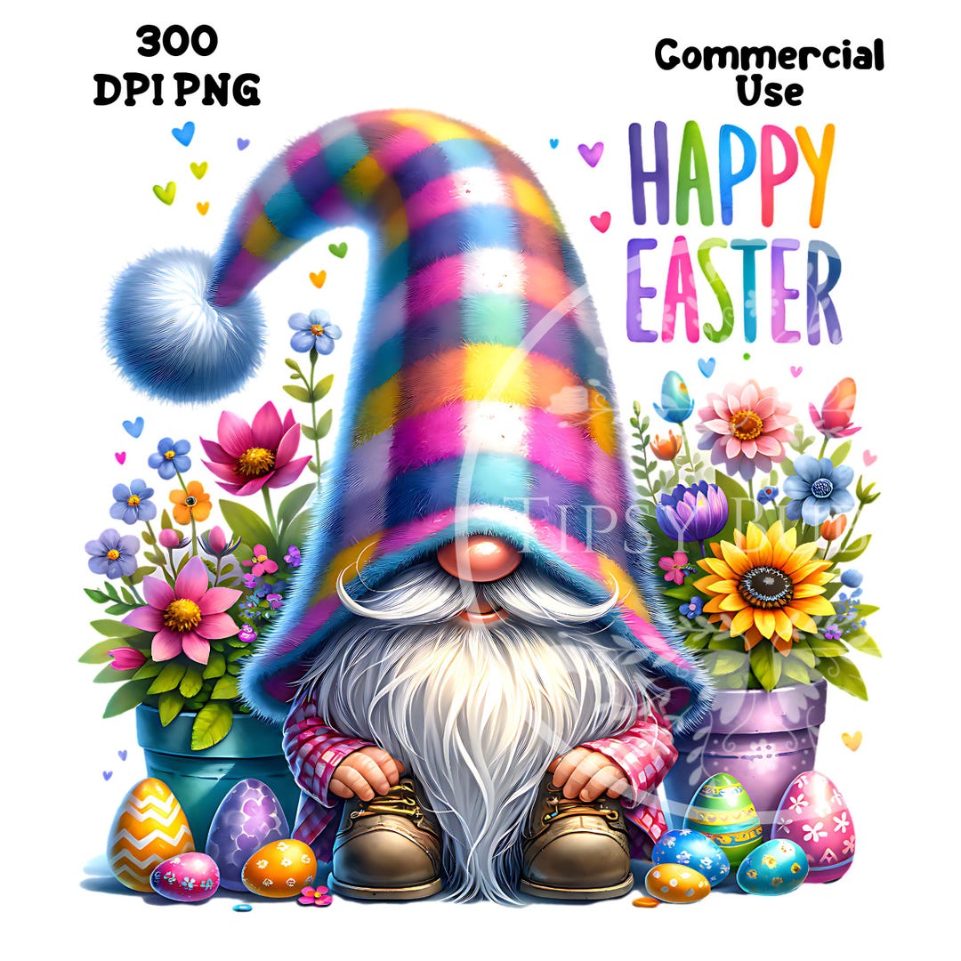 Easter Gnome PNG, Cute Watercolor Clipart, Easter Sublimation Files ...