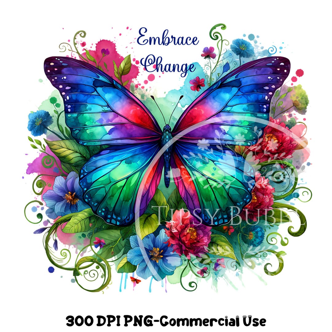 Floral Butterfly Clipart, Butterfly PNG, Watercolor Butterfly ...