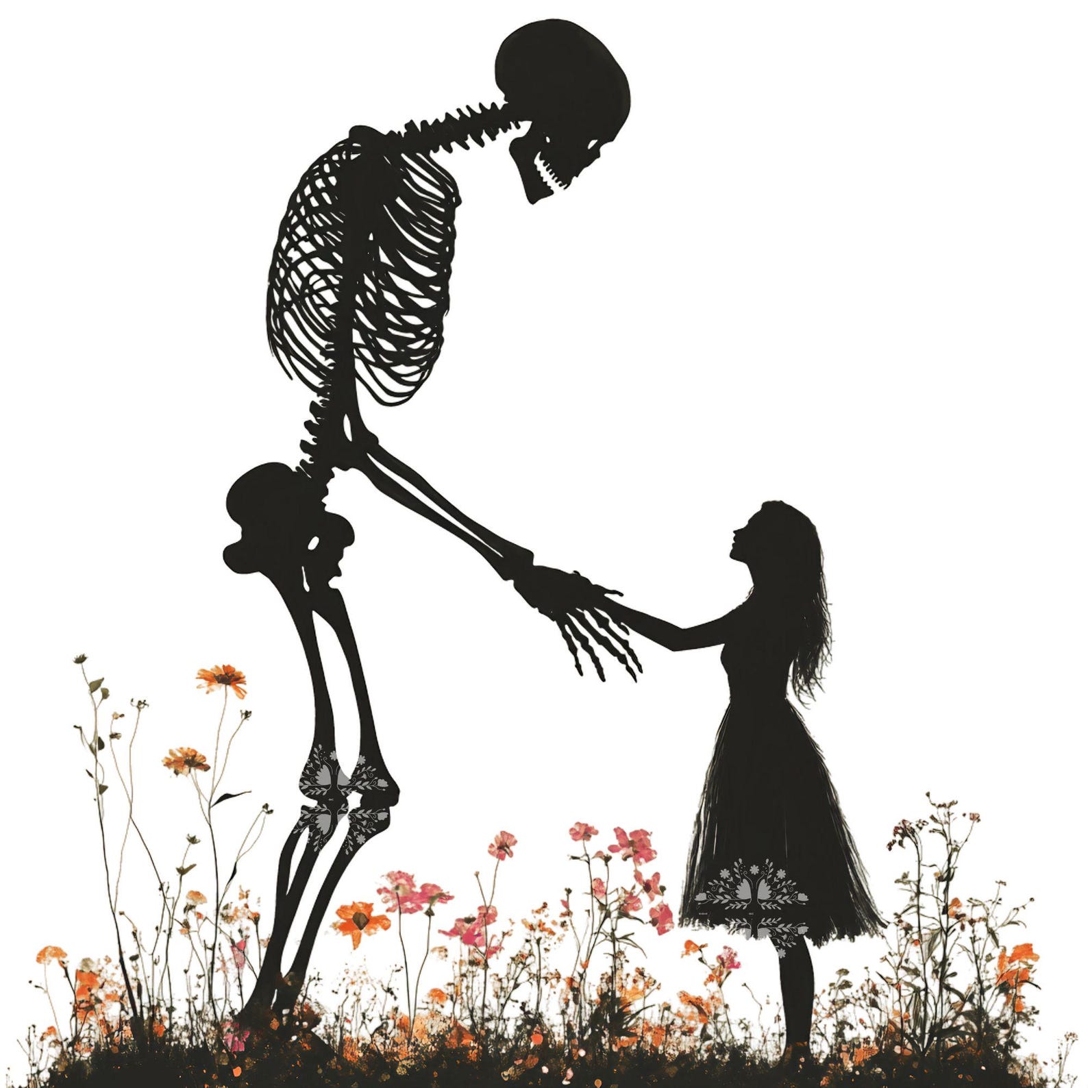 Giant Skeleton PNG Files, Skeleton Shirt Design, Skelly PNG, Floral ...