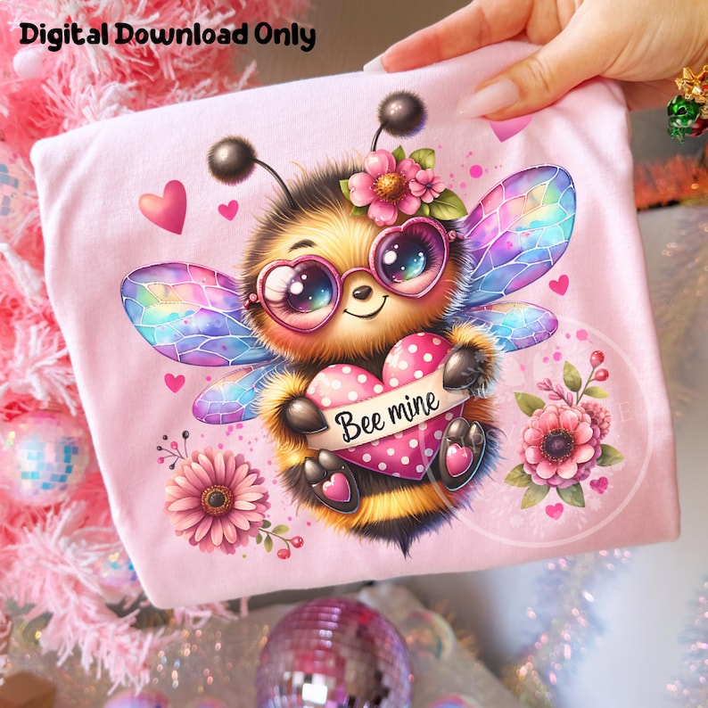 Girls Valentines Day PNG, Valentine Bee PNG, Kids Shirt Design ...