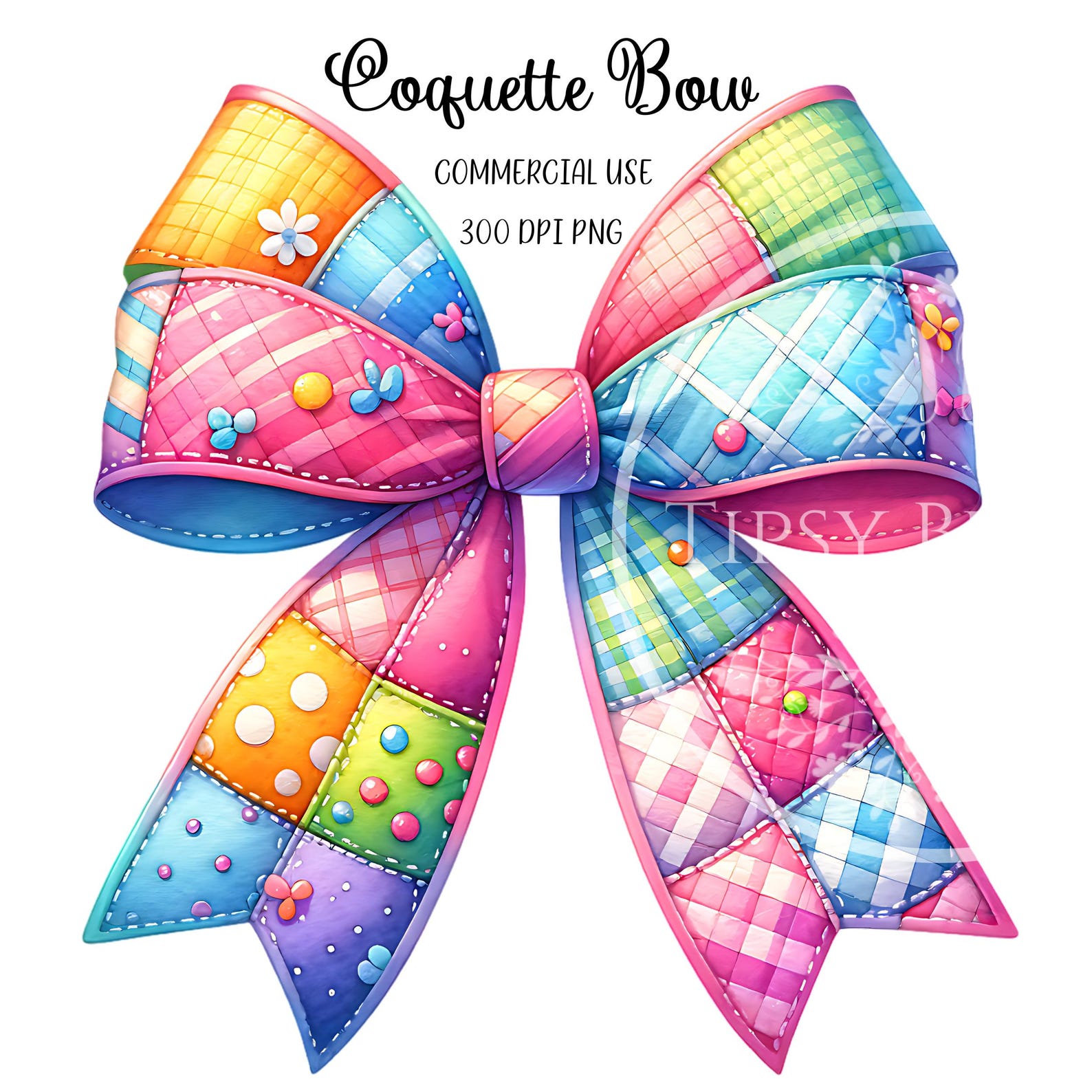 Colorful Coquette Bow Sublimation Files, Watercolor Bow PNG, Girls ...